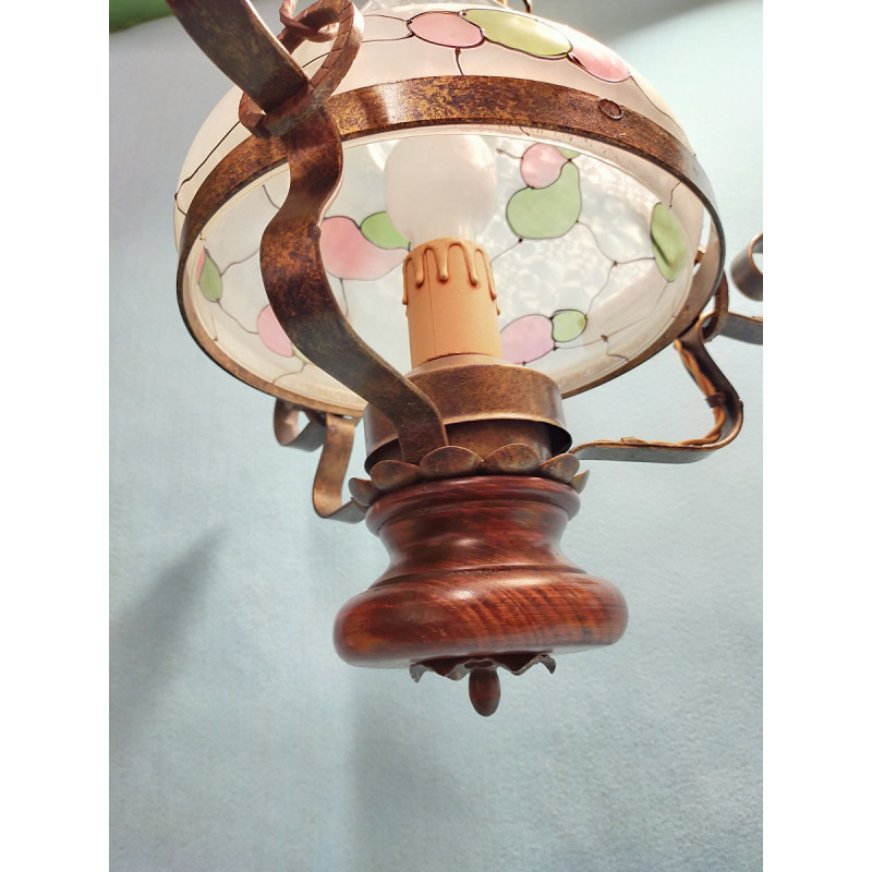 Lámpara quinqué -lámpara techo-lámpara techo quinqué-hierro decorado y ...